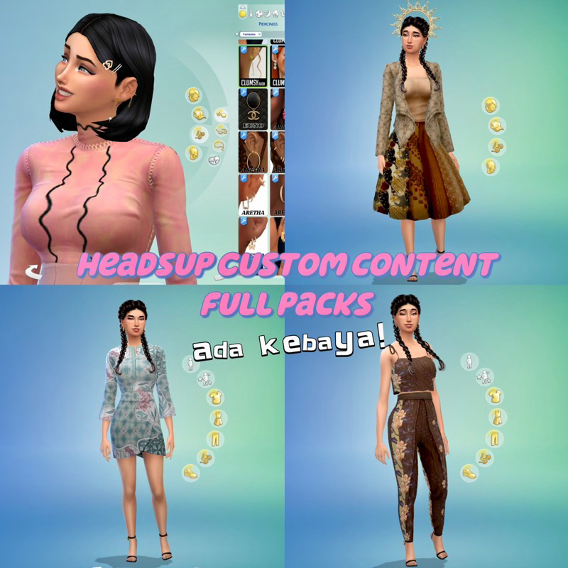 Jual CC / CUSTOM CONTENT PACKS The Sims 4 Realistic Hair Clothes ...