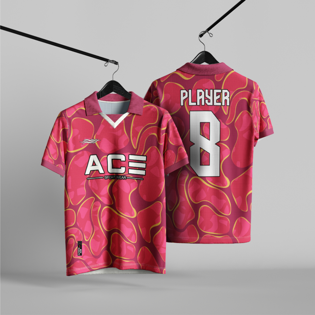 Jual Jersey Futsal Bola Merah Custom Premium Full Print Free Request ...