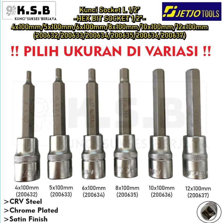 Jual Kunci Socket L 1/2" / kunci hex bit socket 1/2” DR,panjang100mm ...