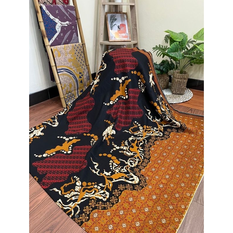 Jual Kain batik solo alusan abstrak ukiran oranye | Shopee Indonesia
