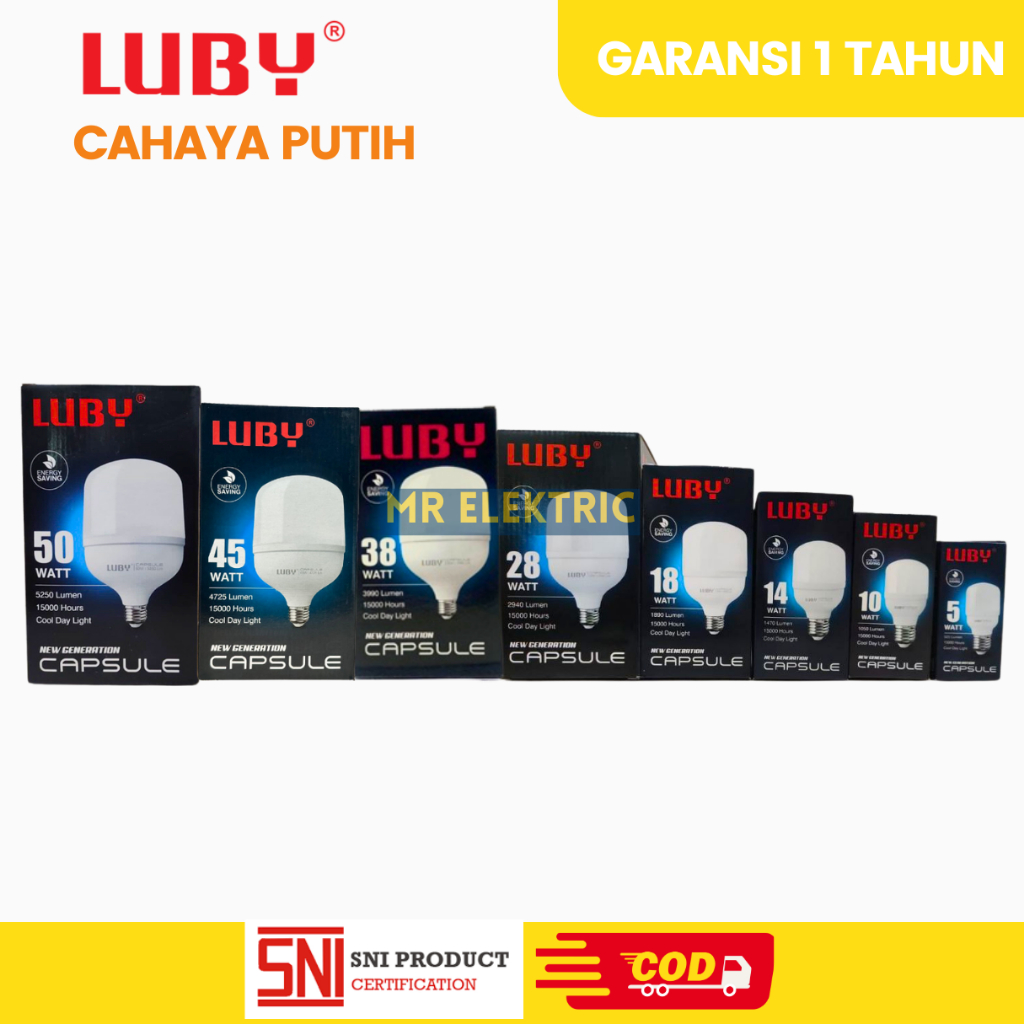 Jual Lampu LED Luby Capsule 5W 10W 14W 18W 28W 38W 45W 50W Bohlam ...