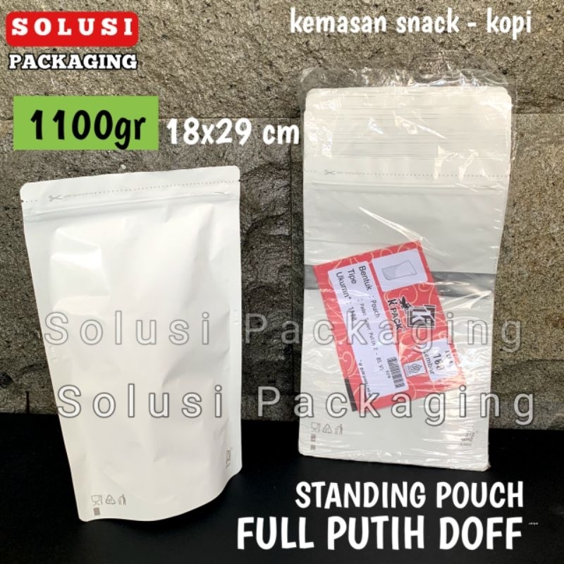 Jual Standing Pouch Super PUTIH DOFF 1100Z 1000gr 1KG 18x29cm KPACK ...