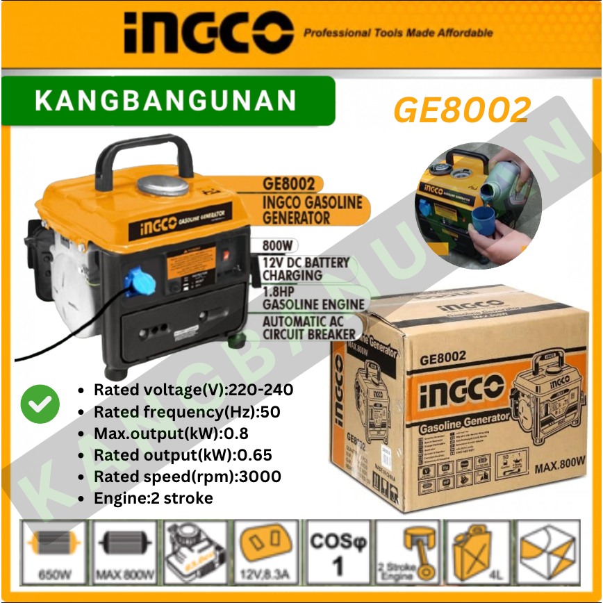 Jual MESIN GENSET MINI 800 WATT INGCO GE8002 | Shopee Indonesia