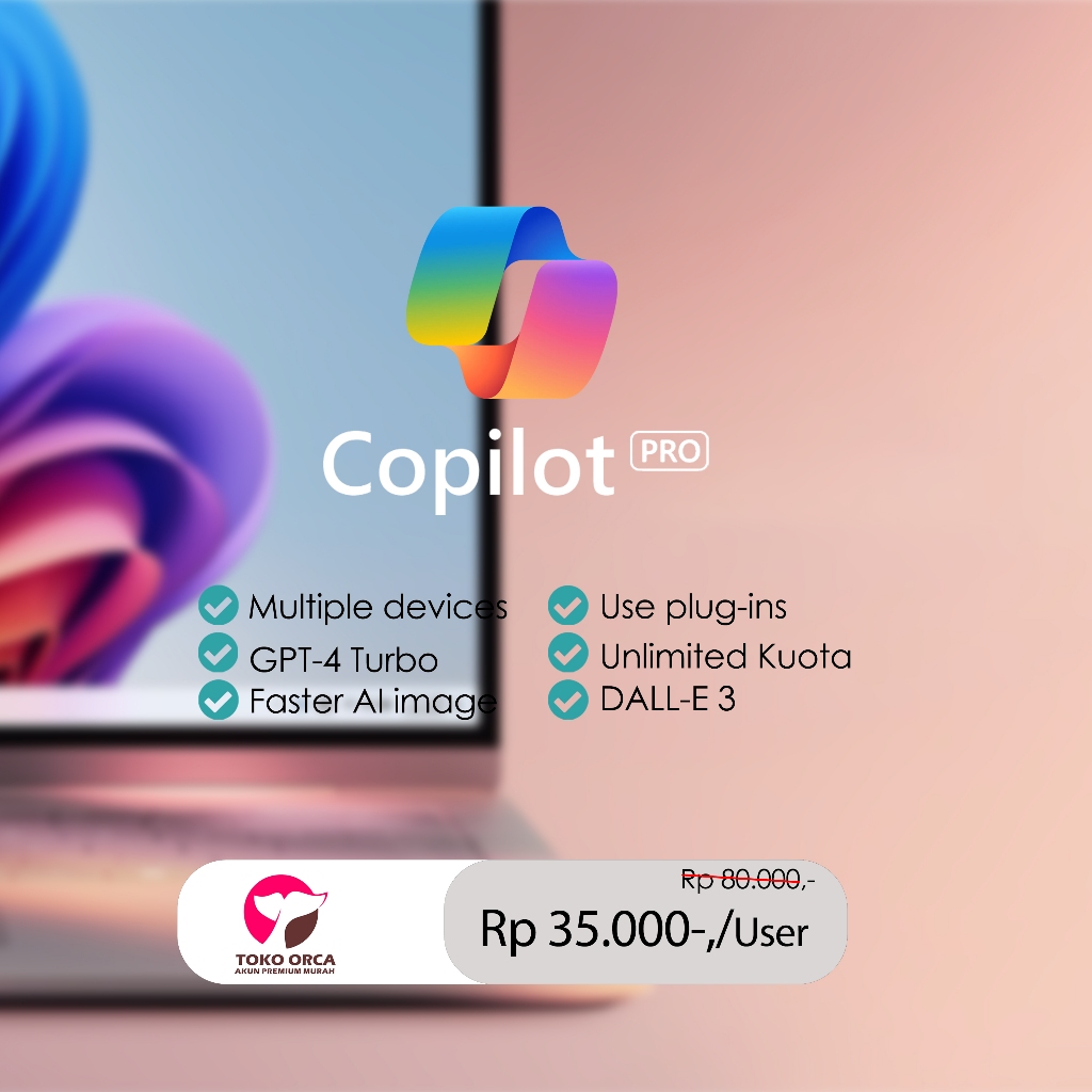 Jual Microsft Copilot Pro CHATGPT4 | 30 Days | Privat | Shopee Indonesia