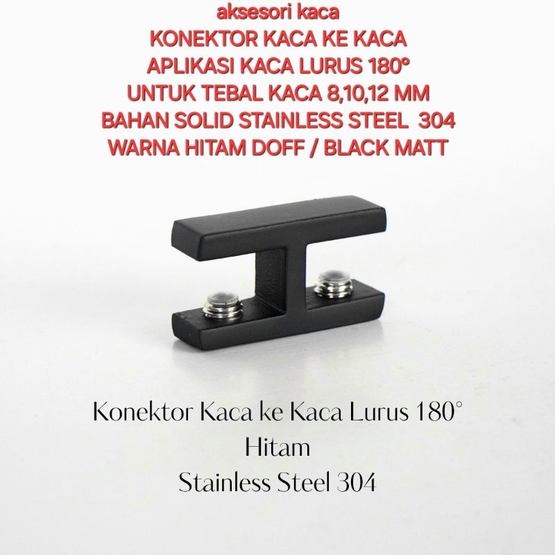 Jual Konektor Kaca Lurus Hitam Stainless Steel 304 (Glass Connector ...