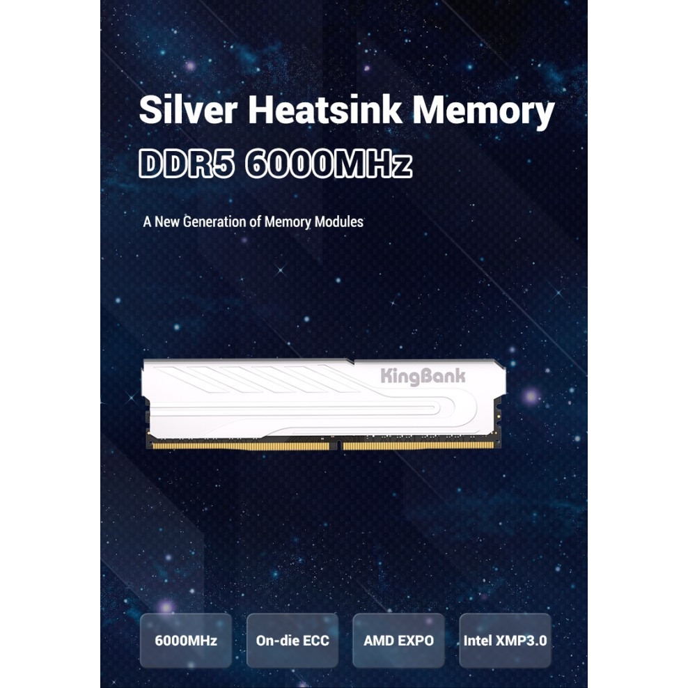 Jual Ram KINGBANK Memory DDR5 8GB 6000Mhz XMP SILVER HEATSINK ...