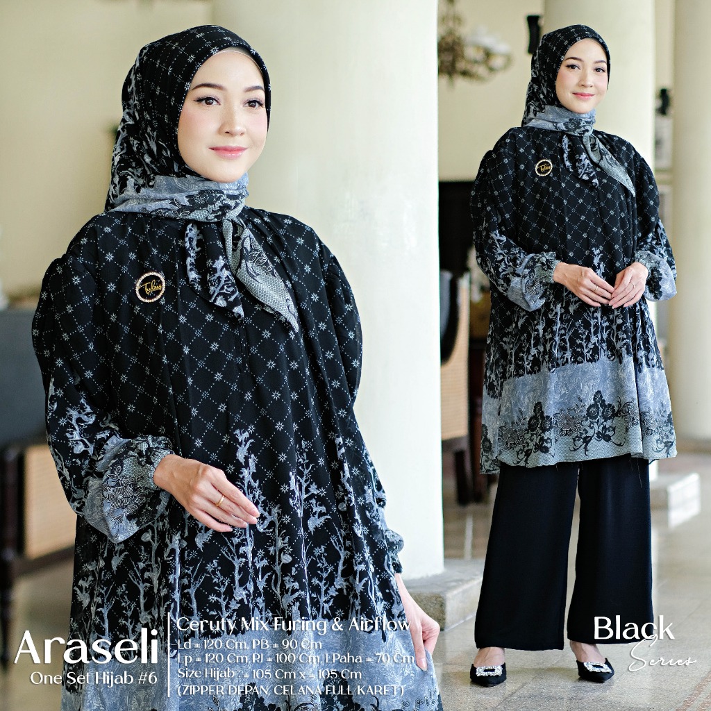 Jual Araseli 3 Set Wanita Hijab Ceruty Segi Empat Ceruty Mix Furing & Airflow Motif Batik ...