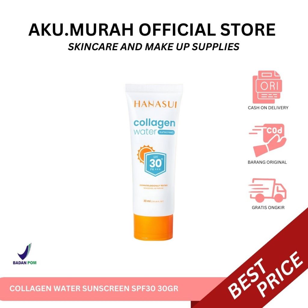 Jual HANASUI COLLAGEN WATER SUNSCREEN SPF 30 PA+++ 30gr / [PUTIH ...