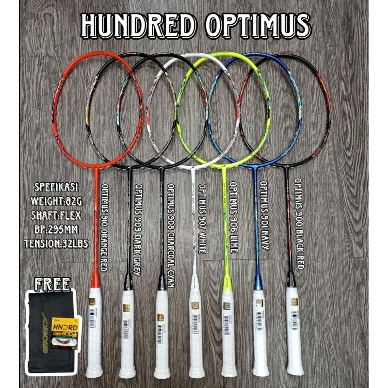Jual Raket Badminton HUNDRED OPTIMUS 900 901 903 905 906 907 908 909 910 OPTIMUS Original ...
