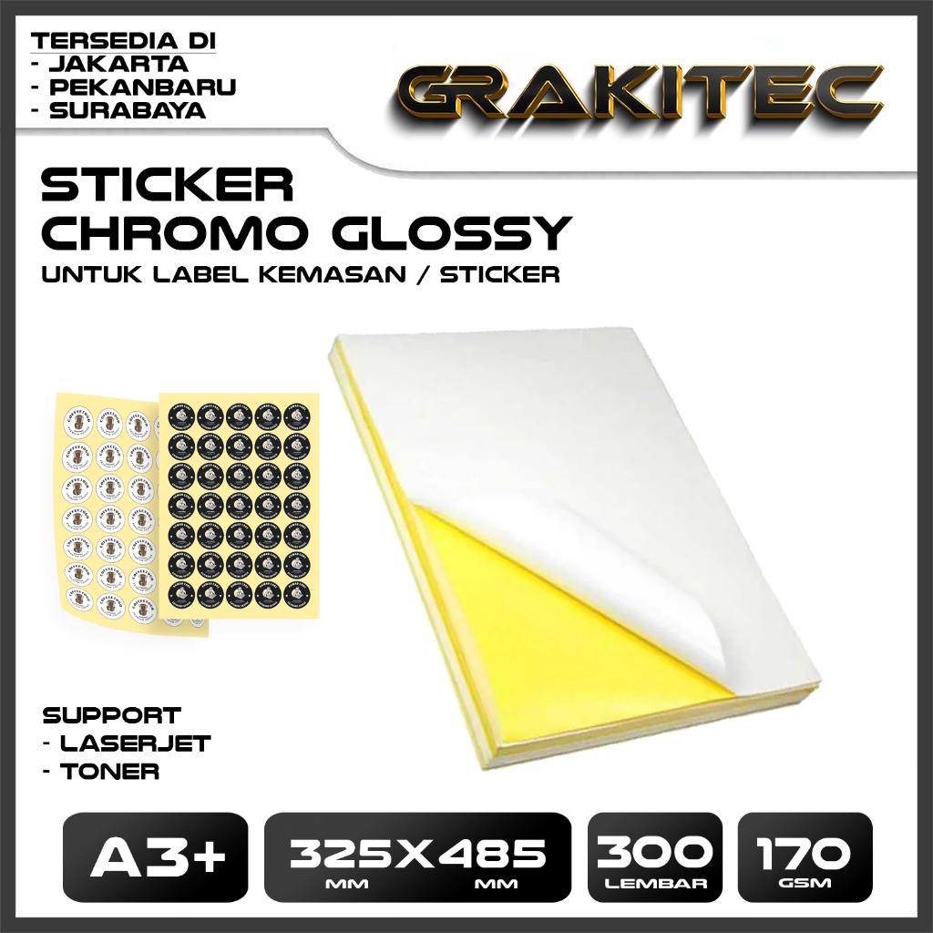 Jual Grakitec Sticker Chromo Glossy / Doff A3+ Isi 300 Lembar / 1000 ...