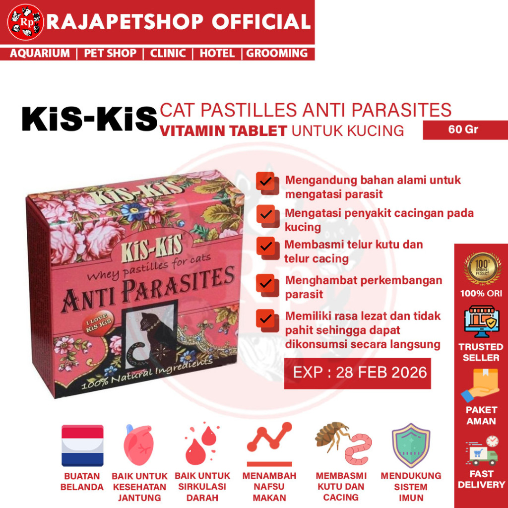 Jual ( VITAMIN ) KIS KIS CAT PASTILLES ANTI PARASIT 60 GR SUPLEMEN ...