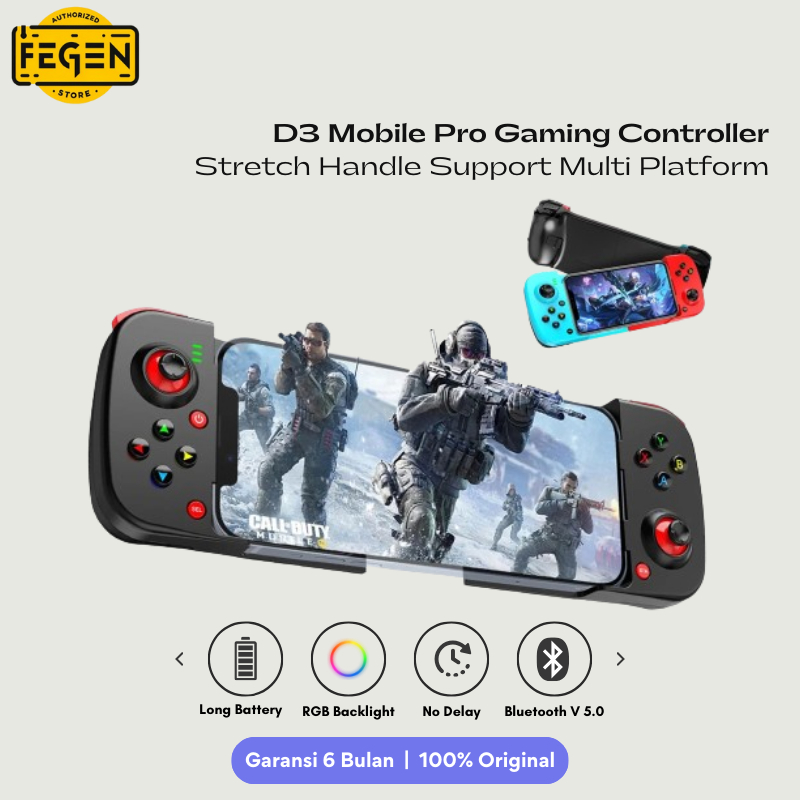Jual FEGEN D3 Gamepad Wireless Mobile Pro Game Controller for Pc/ios/android Telescopic Gaming ...