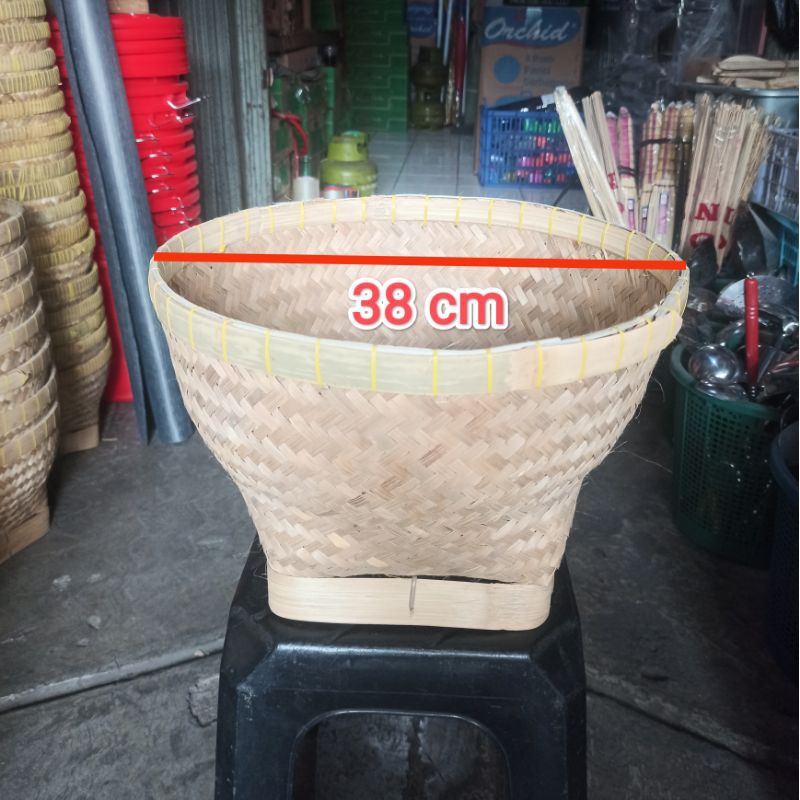 Jual Bakul bambu besar 38 cm / Bakul bambu cuci beras besar/ Bakul nasi ...
