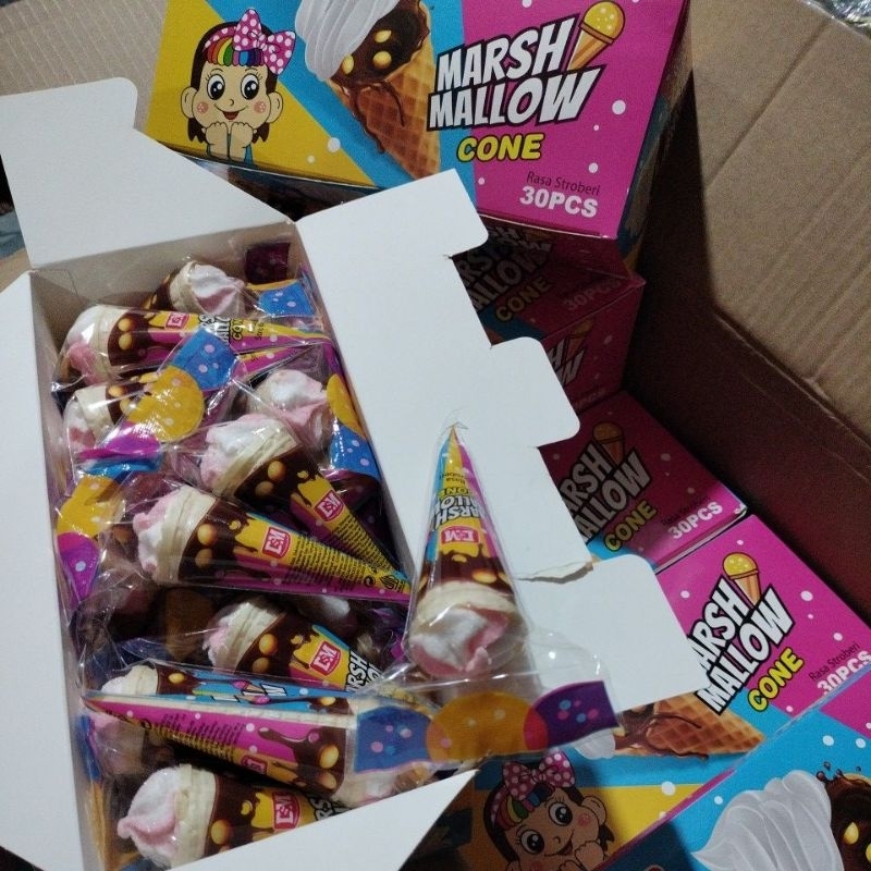 Jual MARSH MALLOW CONE harga 1 box isi 30 pcs | Shopee Indonesia