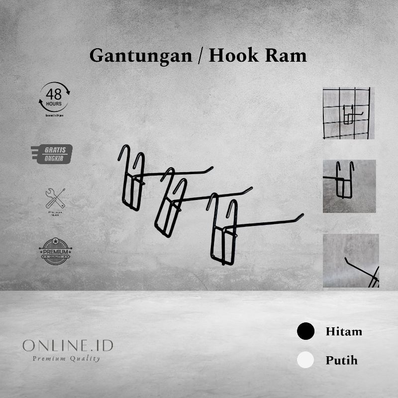 Jual Hook ram 10cm isi 10 pcs warna Hitam|| display aksesoris toko dan ...
