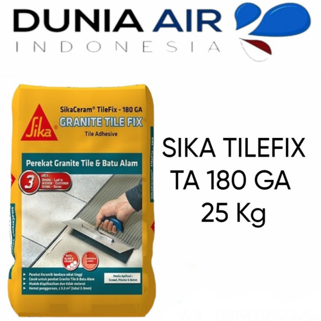 Jual SIKA TILEFIX TA 180 GA 25 Kg SEPERTI MU400 MU 400 MORTAR GRANIT ...