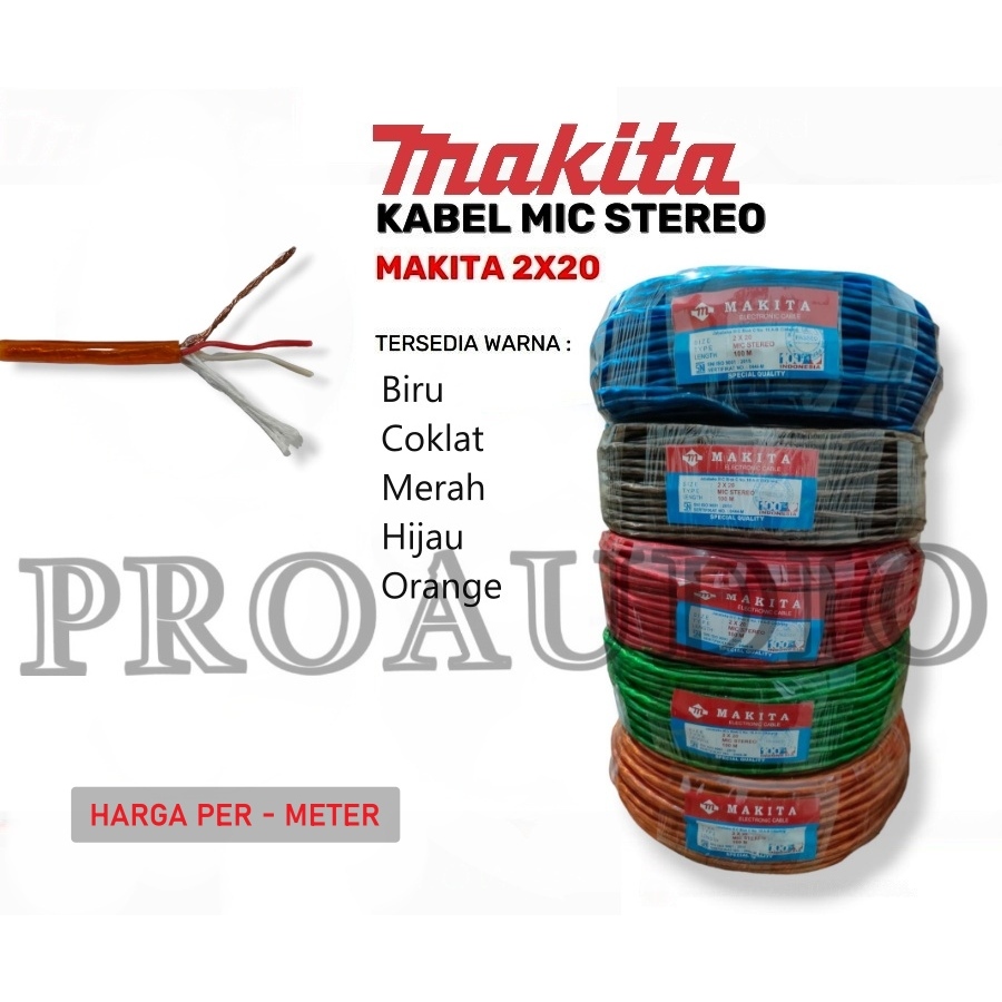 Jual KABEL MICROPHONE STEREO TRANPARAN MAKITA 2* 20 - 100 METER /KABEL ...