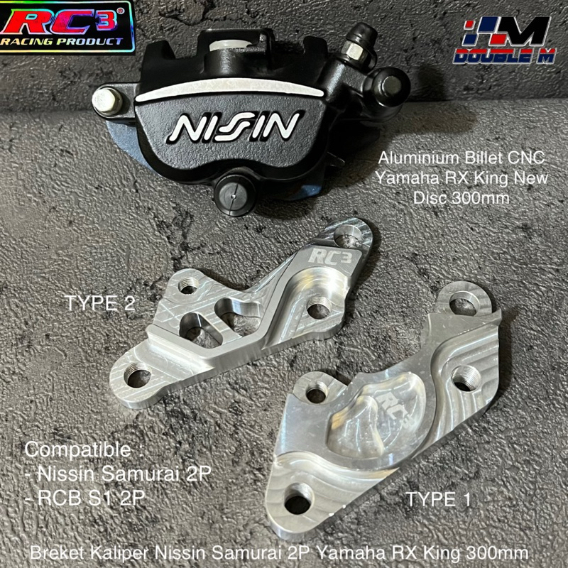 Jual Breket Bracket Kaliper Depan Nissin Samurai 2P 2Pot 2 Piston Yamaha Rx King New 300mm ...