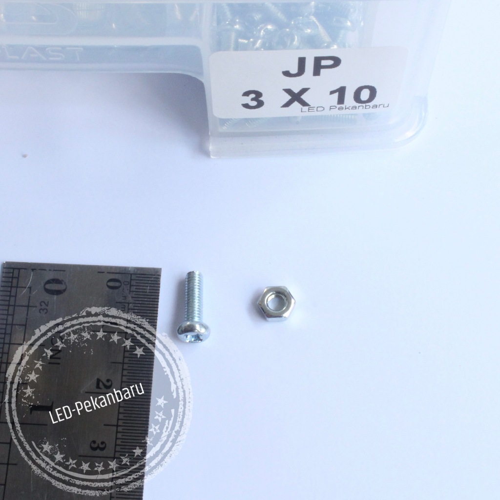 Jual 20PCS BAUT JP 3X10 3MM X 10MM PANJANG 1CM MUR NUT M3 KEPALA OBENG + BULAT GALVANIS | Shopee ...