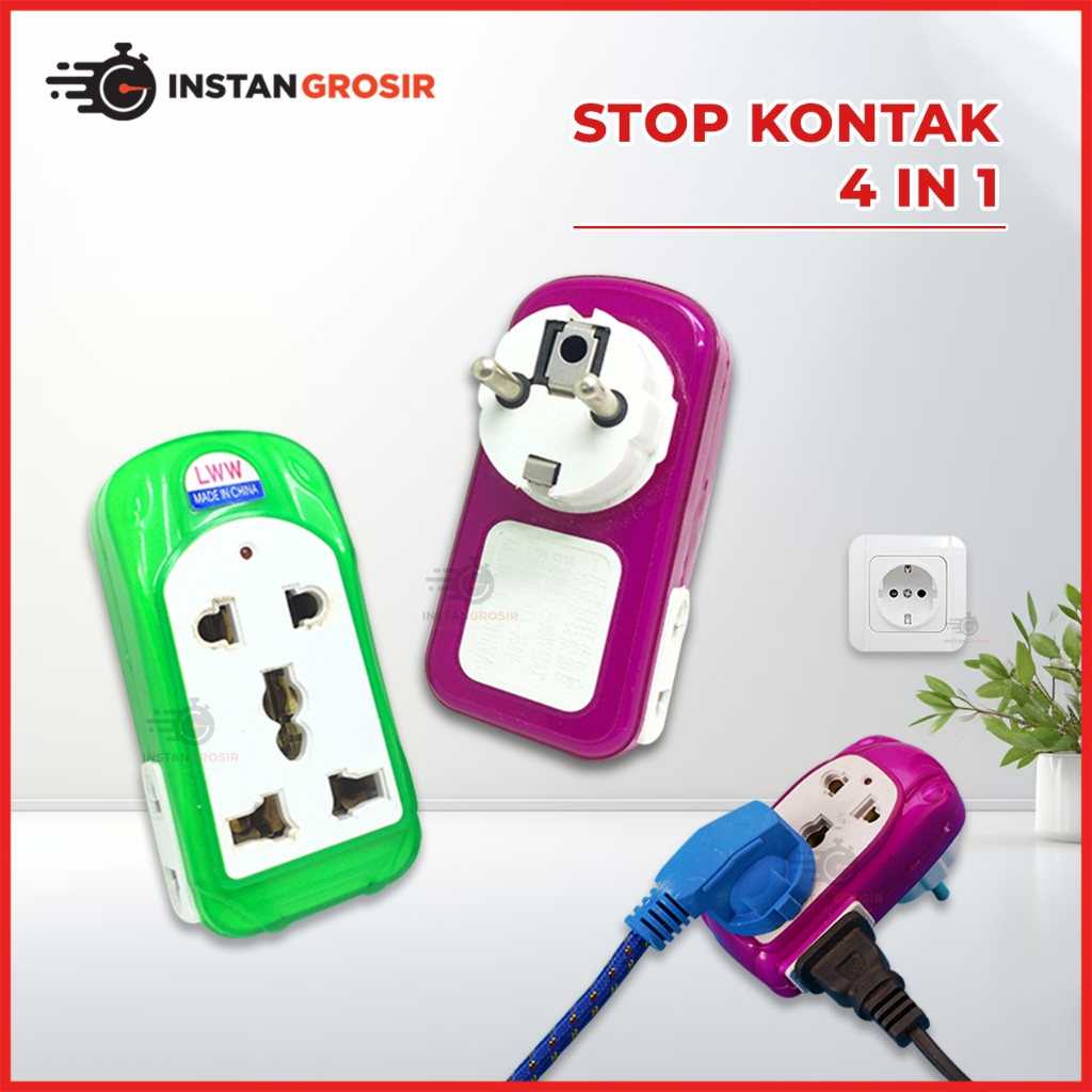 Jual Stop Kontak 4in1 mini portable steker adaptor plug in 4 colokan ...