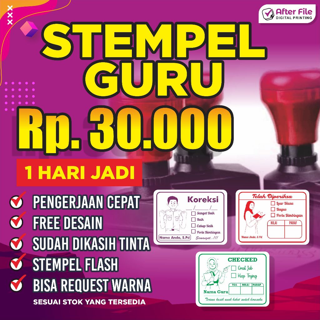 Jual Stempel Guru/Stempel Flash/Stempel warna/Stempel Otomatis | Shopee ...