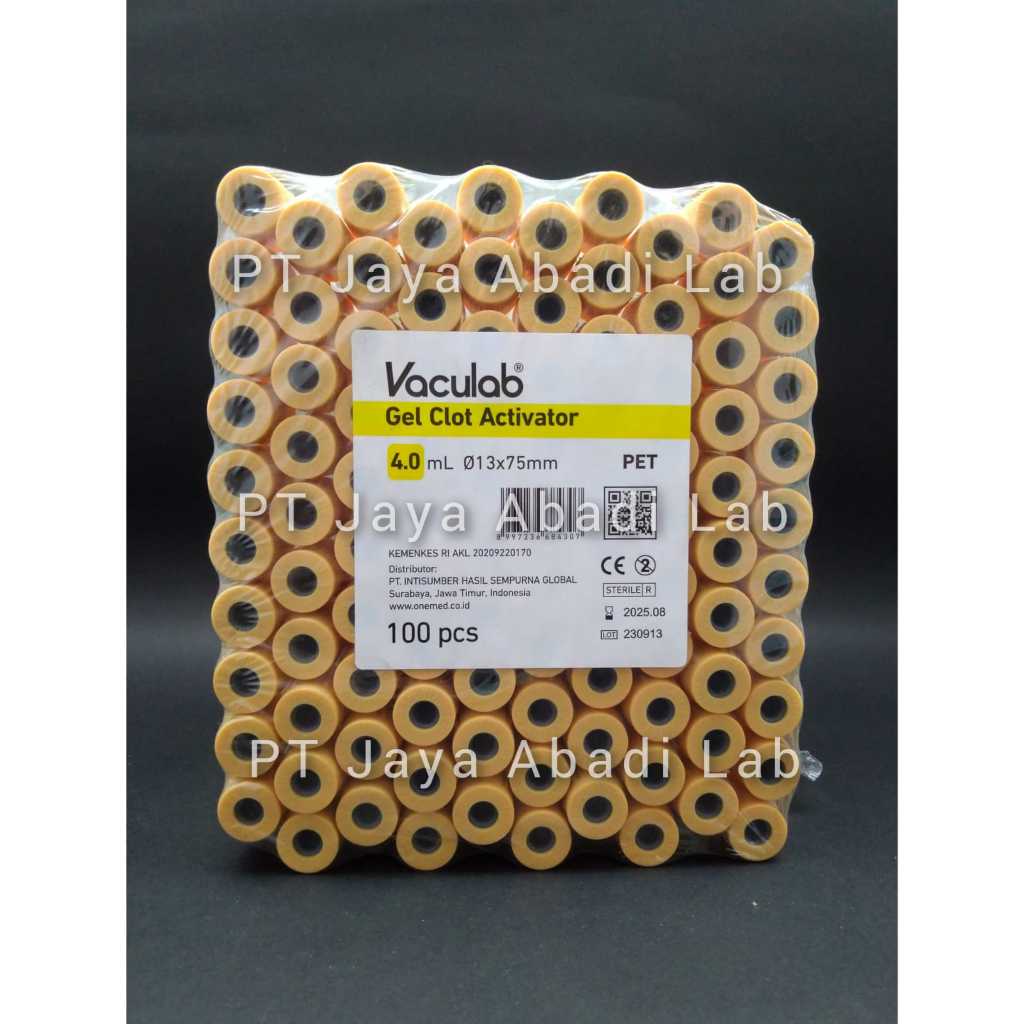 Jual tabung darah vaculab gel clot activator 4 ml box pak isi 100 ...