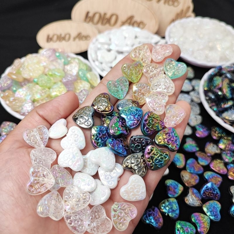 Jual Manik Mote Love Batik bahan meronce DIY (±15gr) | Shopee Indonesia