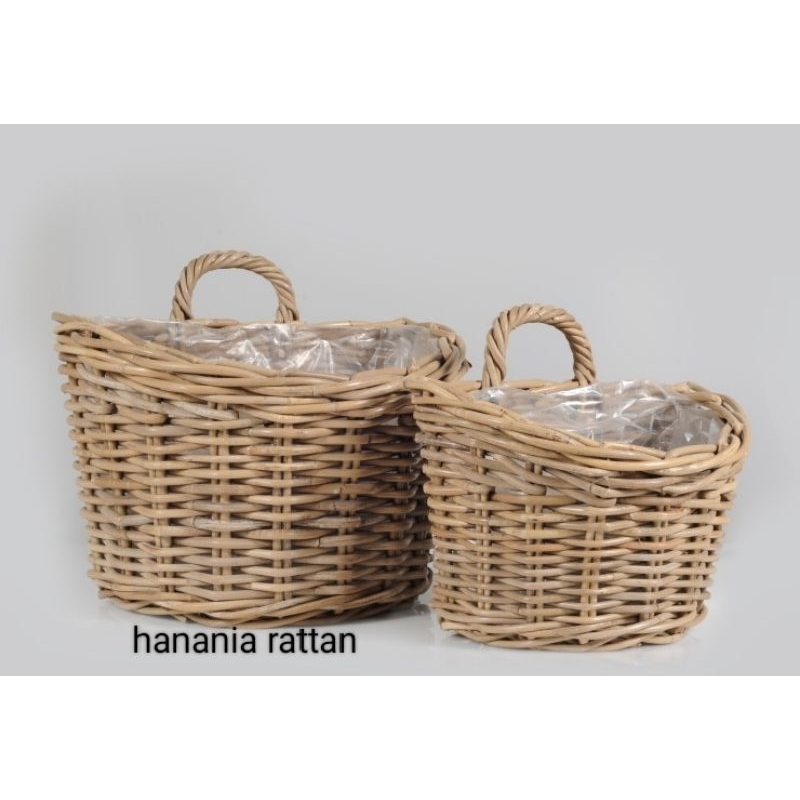 Jual Pot tanaman bunga dinding gantung/keranjang bunga rotan alam ...
