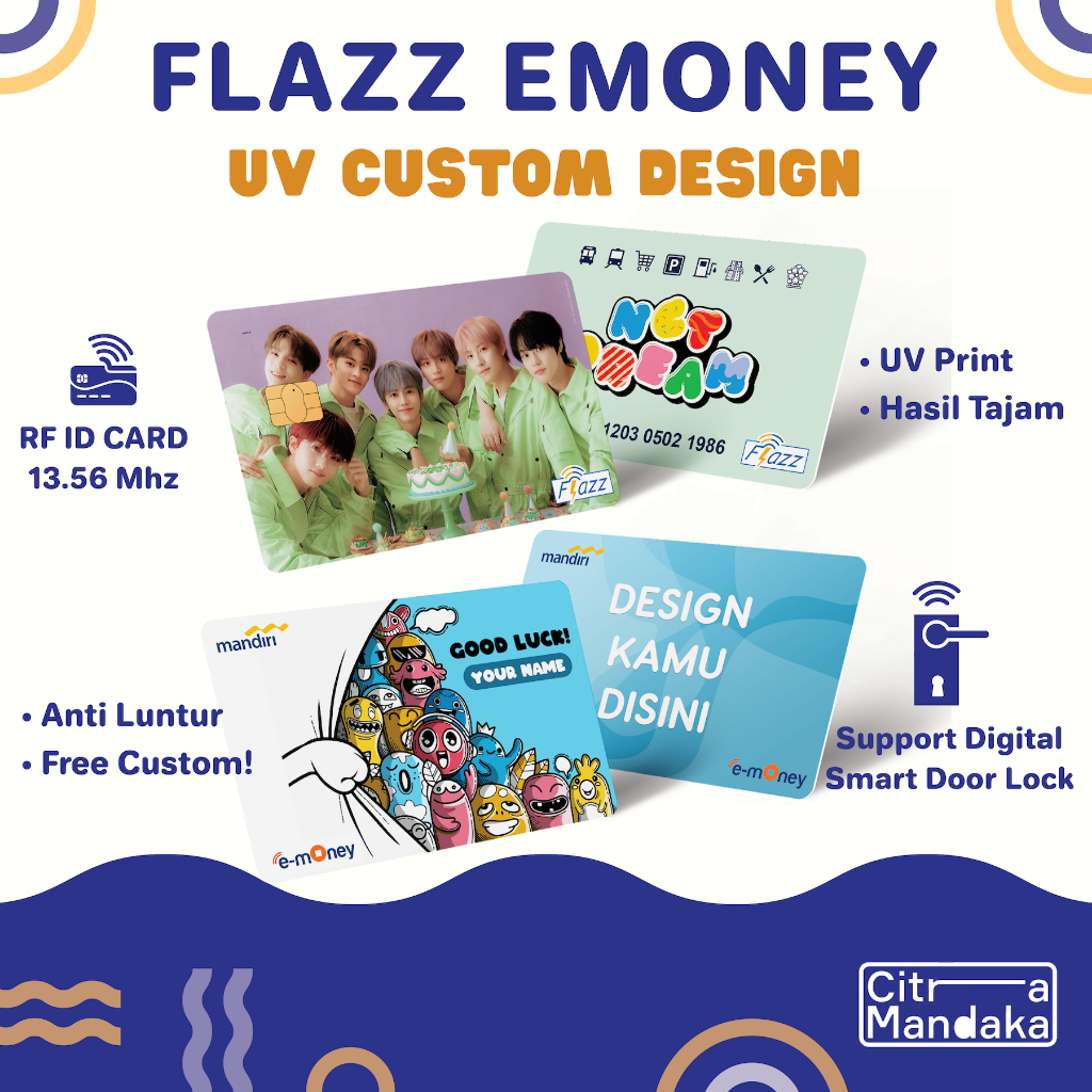 Jual Custom E Money Kartu Mandiri UV Print 1 Sisi | Kartu E Toll BCA Mandiri 2 Sisi| Flazz ...