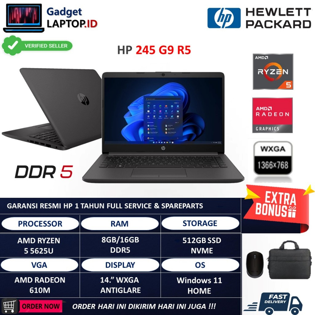 Jual Hp 245 G9 AMD Ryzen 5 5625U 16GB 512GB 14 WIN 11 HOME | Shopee ...
