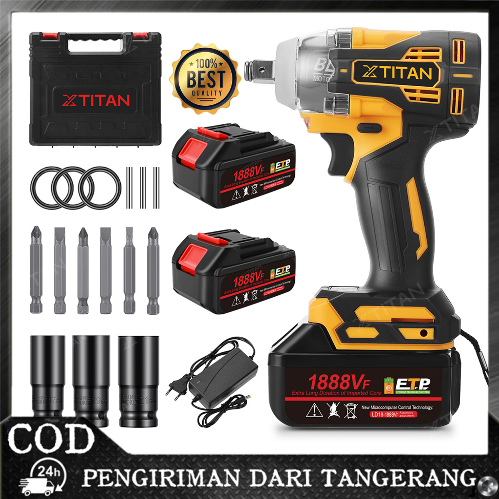 Jual XTITAN 1888VF Cordless Kunci Impact 880NM Kunci Pas Elektrik Bor Untuk Baut Mobil Mesin ...