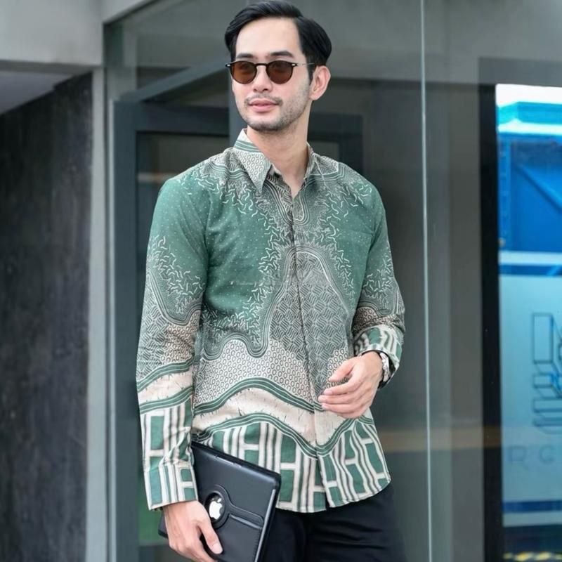 Jual Batik SAGE GREEN Baju Batik Pria Warna Sage Green Bahan Katun ...