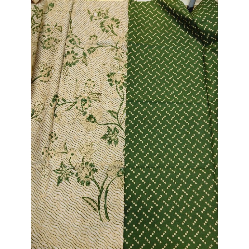 Jual PADU PADAN KAIN BATIK LAWASAN WARNA HIJAU KREM MOTIF GALARAN BOKET ...
