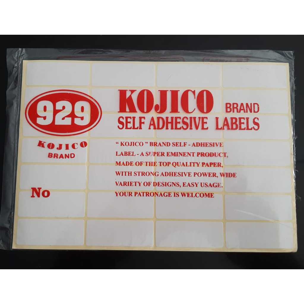 Jual Label Stiker 929 KOJICO Brand Label Harga Label Nama Label Stiker ...