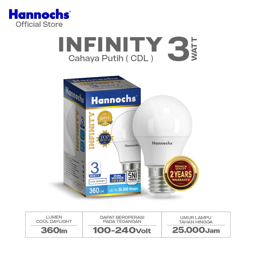 Jual Hannochs Lampu Bohlam LED Infinity 3W,5W,8W,10,12W,15WCahaya Putih | Shopee Indonesia