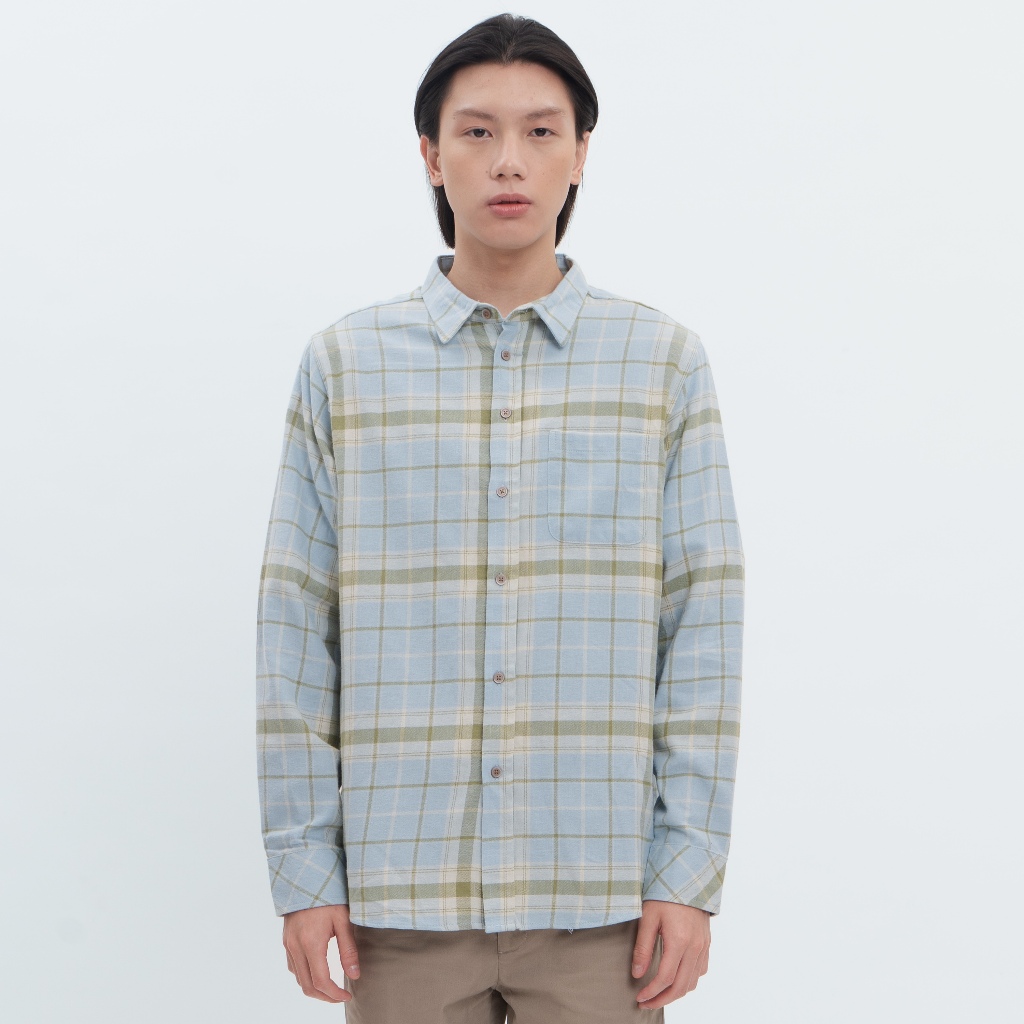Jual M231 Kemeja Pria Flannel Panjang Biru 0295 | Shopee Indonesia