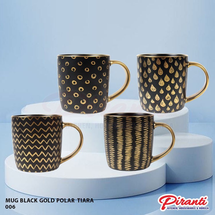 Jual Mug Keramik Doff Black Gold Polar TIARA | Shopee Indonesia