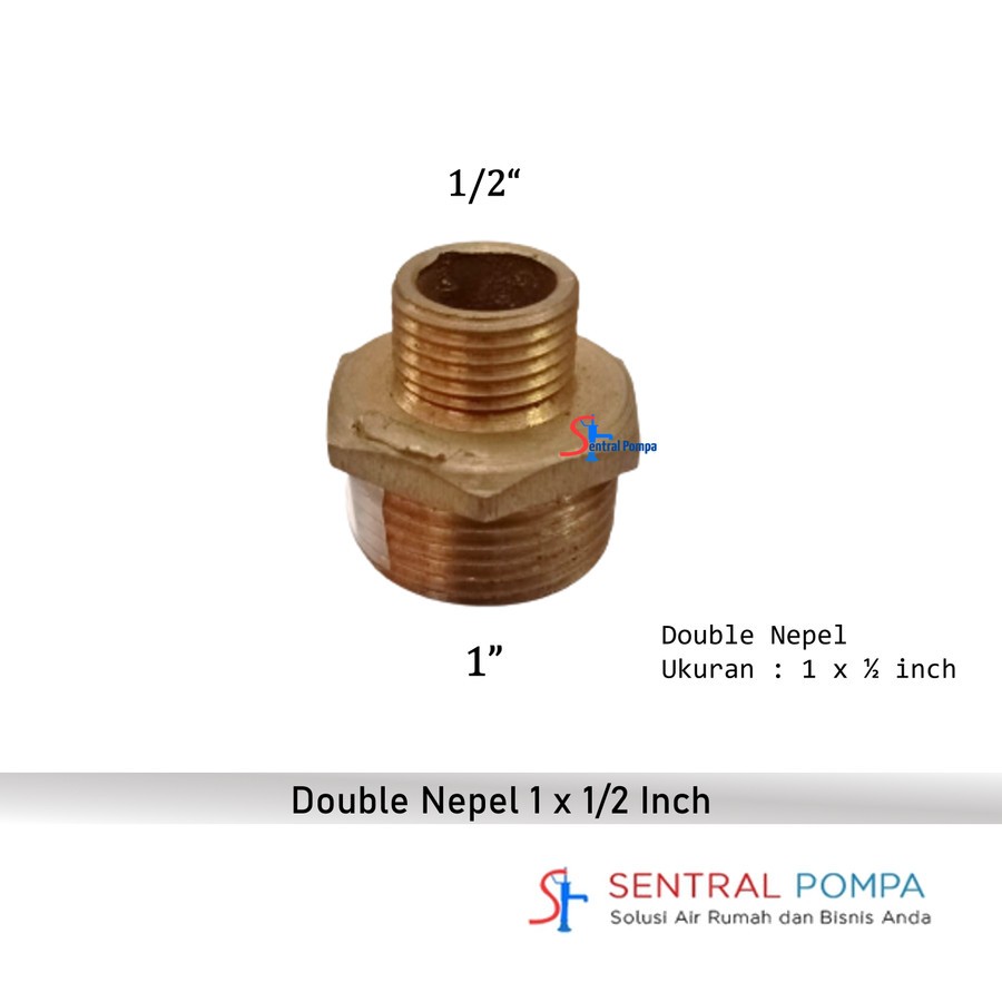 Jual Double Nepel Kuningan 1 x 1/2 inch Dobel Nipple Reducer drat luar | Sentral Pompa | Shopee ...