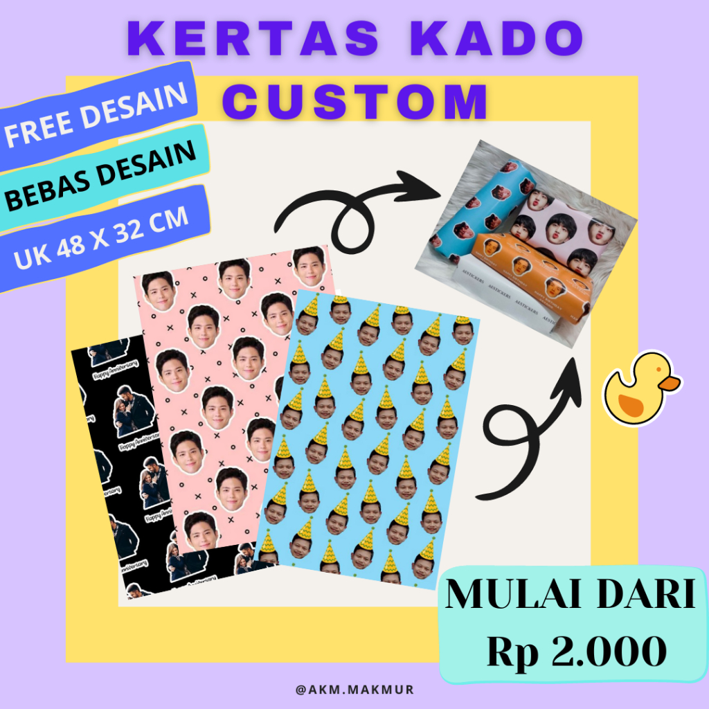Jual CUSTOM KERTAS KADO A3+ || FREE DESAIN, BEBAS CUSTOM!!!! | Shopee ...
