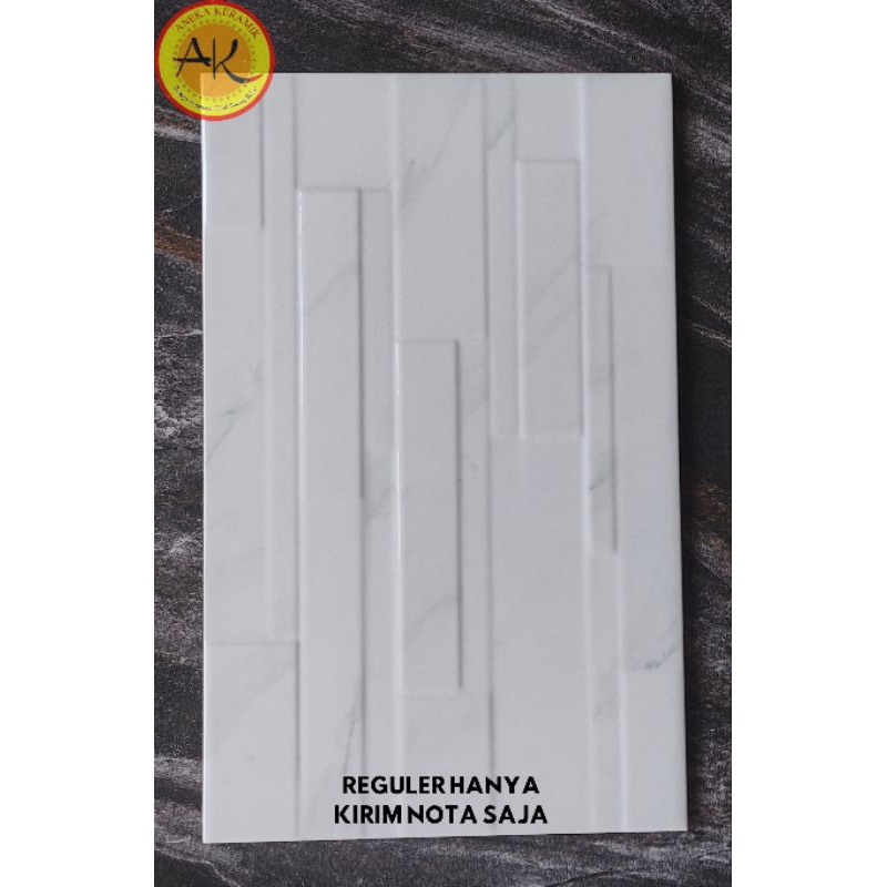 Jual Keramik Dinding Kamar Mandi Dapur Motif Marmer Glossy Kilap Timbul 25x40 Bastian Grey ...