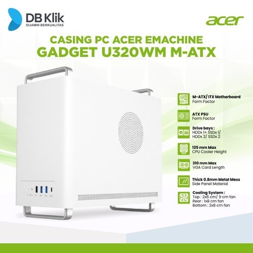Jual Casing PC / Casing CPU Acer Emachine Gadget U320WM m-Atx White ...