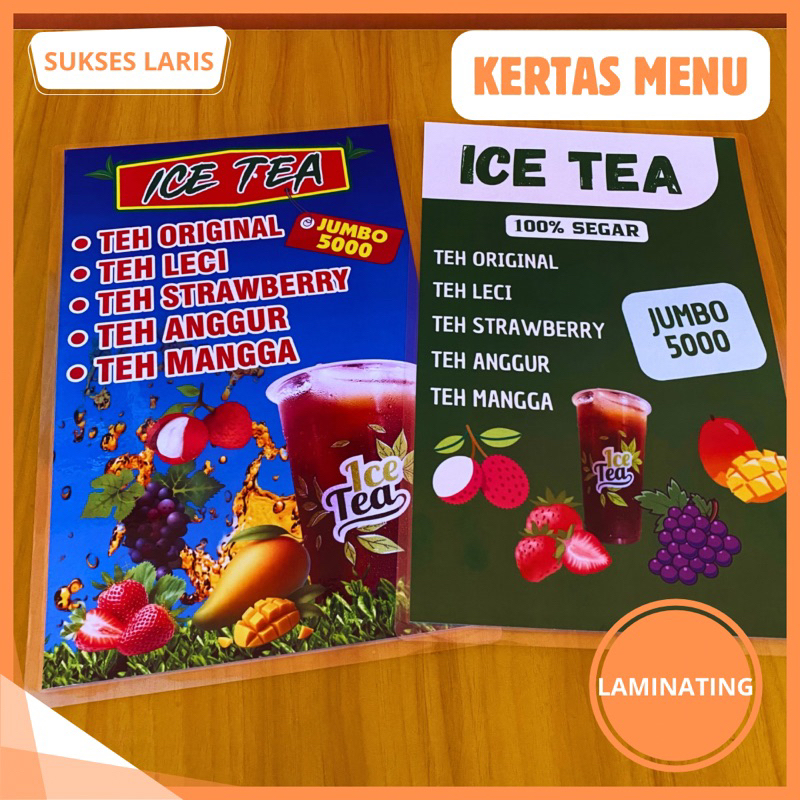 Jual KERTAS MENU ICE TEA LAMINATING | KERTAS MENU CUSTOM | ART PAPER ...