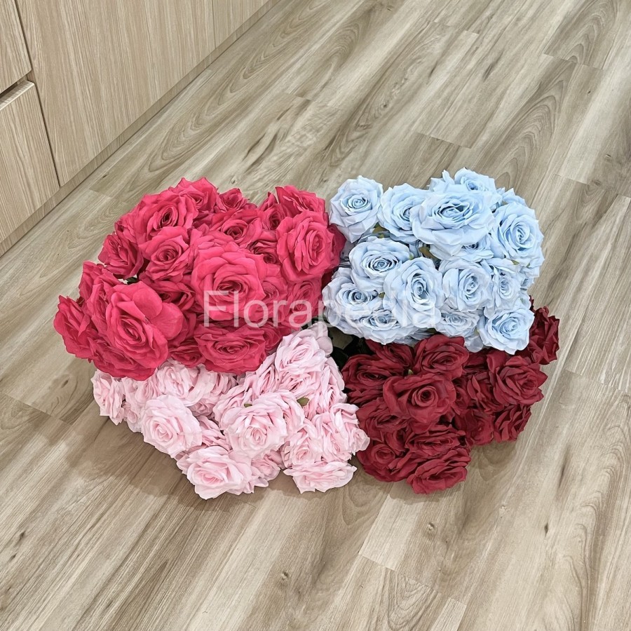 Jual Bunga Mawar Rose Artifisial 9 Cabang Tangkai Plastik / Bunga Buket ...