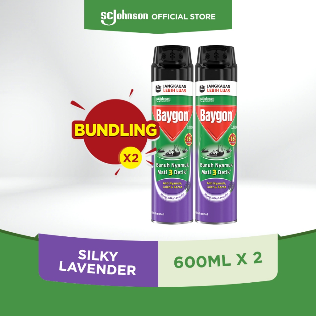 Jual Baygon Aerosol Silky Lavender 600ml X2 | Shopee Indonesia