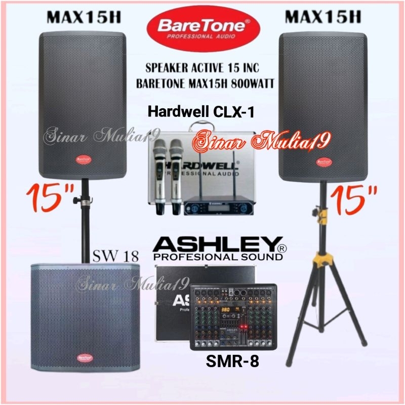 Jual Paket Sound System Speaker Aktif BareTone MAX15H Subwoofer 18 Inch BateTone SW18 Mixer ...
