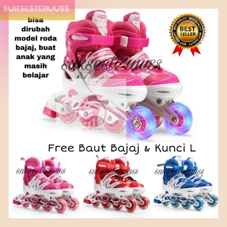 Jual KODE L92B PROMO Sepatu Roda Anak Inline Skate POWER Sepatu Roda ...