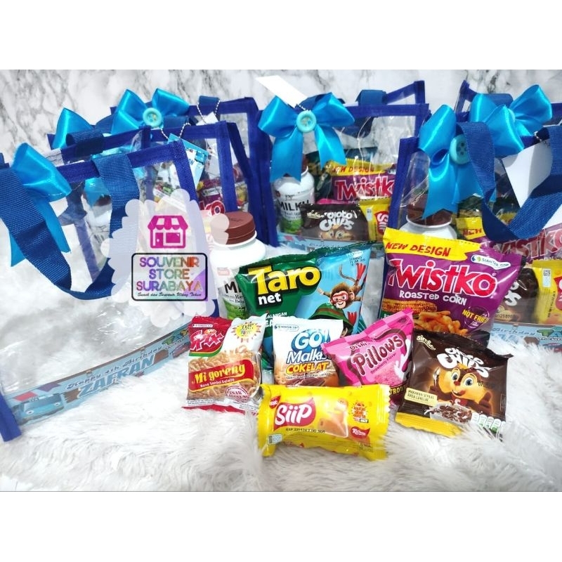 Jual Paket Tas Mika Plus snack Murah || Hampers snack Tas dan isi ...