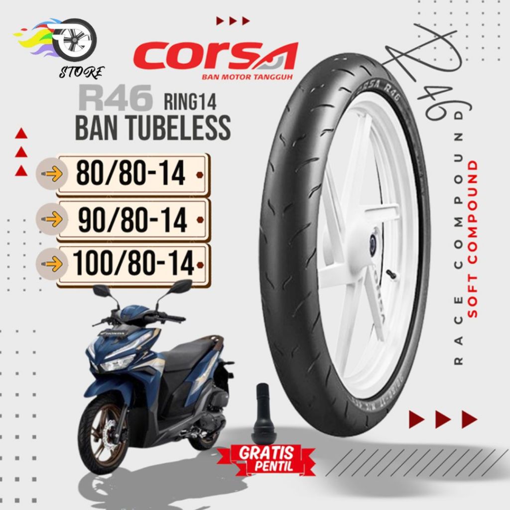 Jual Sepasang / Satuan Ban motor Ring 14 matic Corsa R46 PLATINUM Soft compound 80/80 90/80 100/ ...