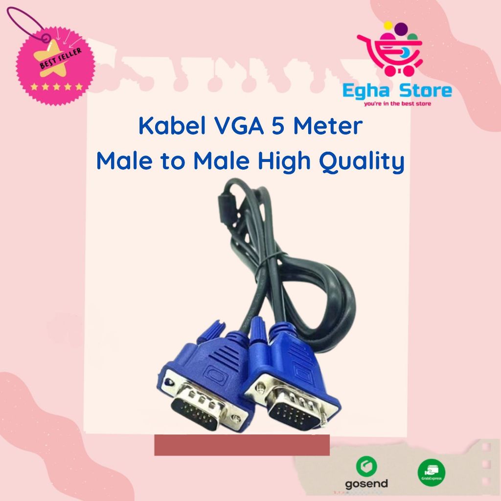 Jual Kabel VGA 5 Meter Male to Male High Quality Kabel Monitor LED LCD PC | Shopee Indonesia