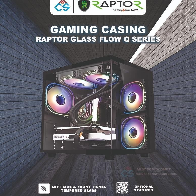 Jual Casing Gaming Raptor Aqua Clear Series Black/White M-ATX / ITX ...